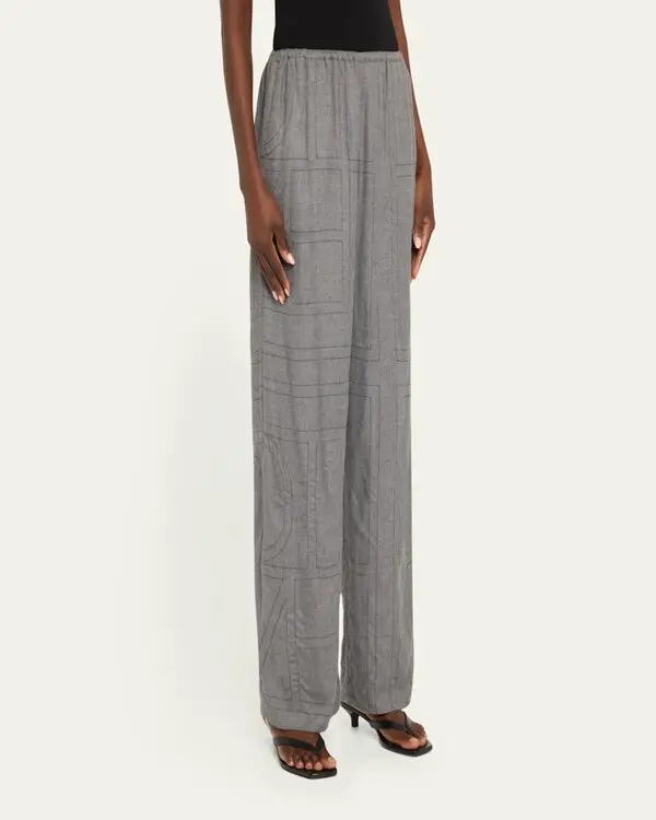 Toteme Monogram Flannel Pajama Bottoms - Dark Grey | Editorialist